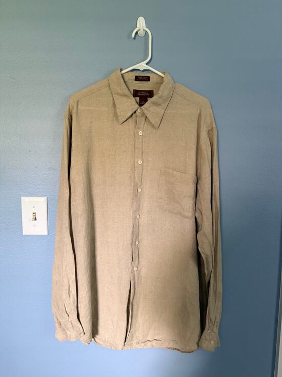 Tasso Elba | Shirts | Vintage Tasso Elba 0 Irish Linen Shirt Xl Beige ...